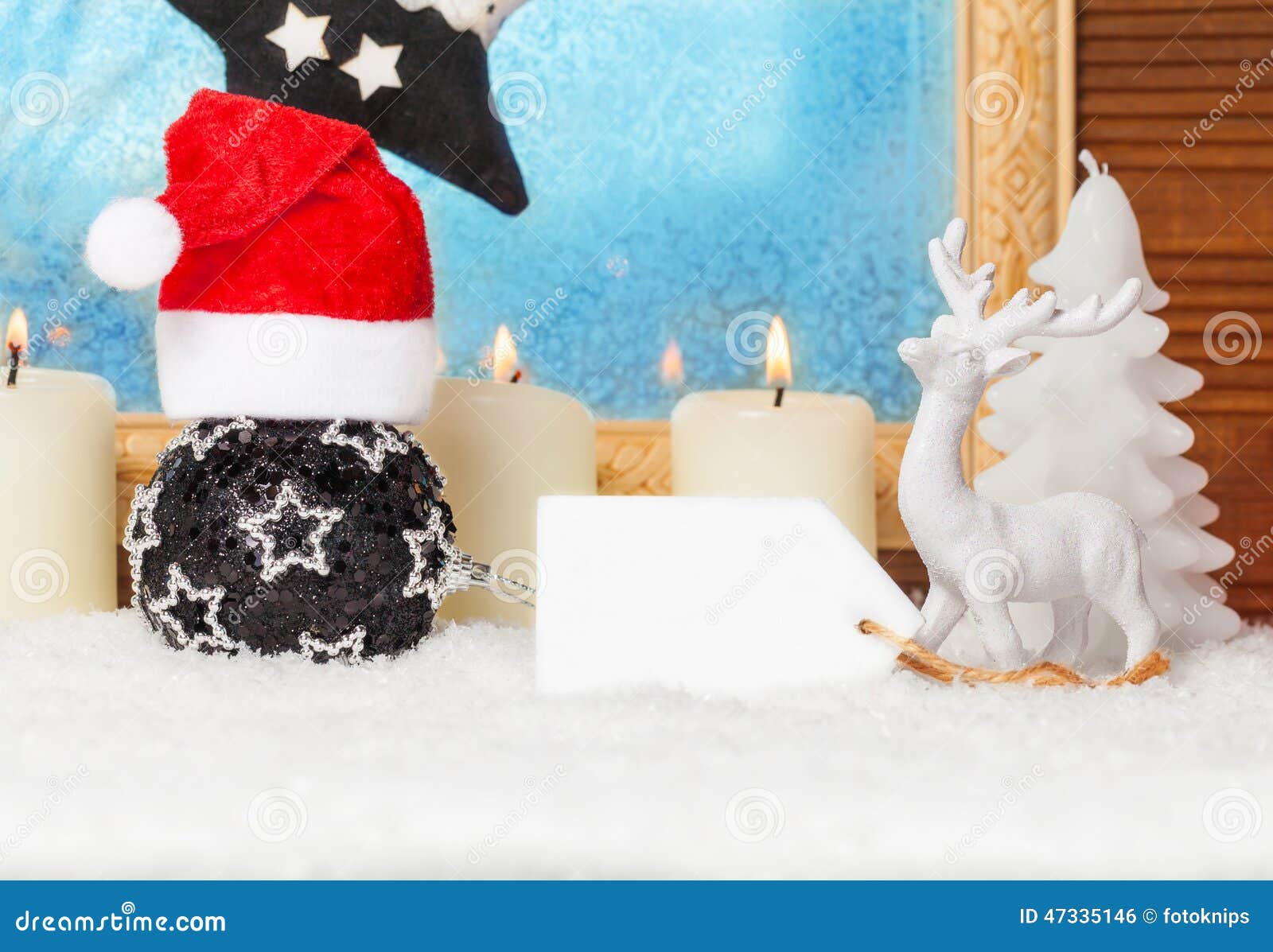 Christmas Decoration with Signboard Stock Photo - Image of black ...