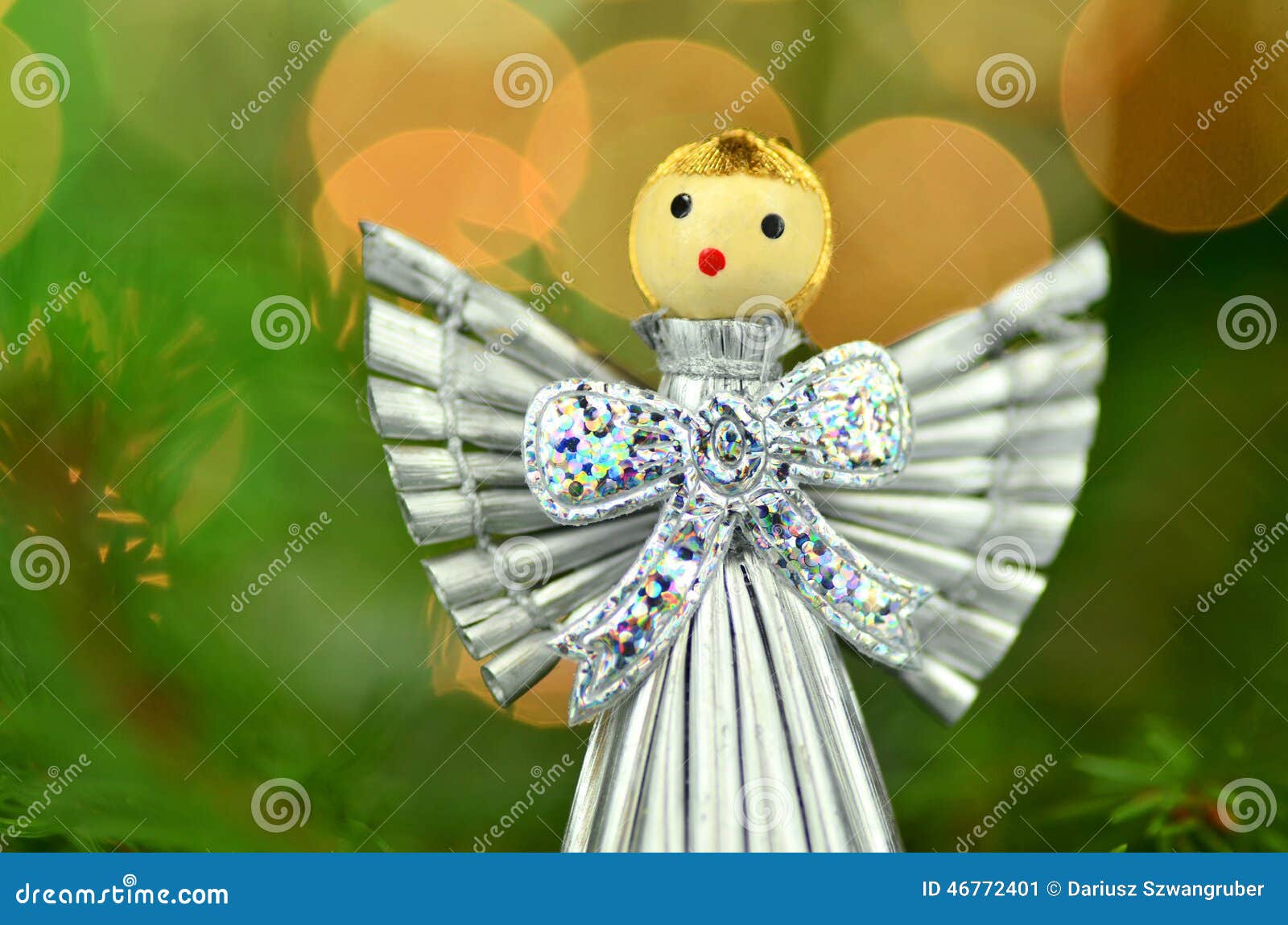 Christmas Decoration, Silver Angel Made of Straw Stock Image - Image of ...