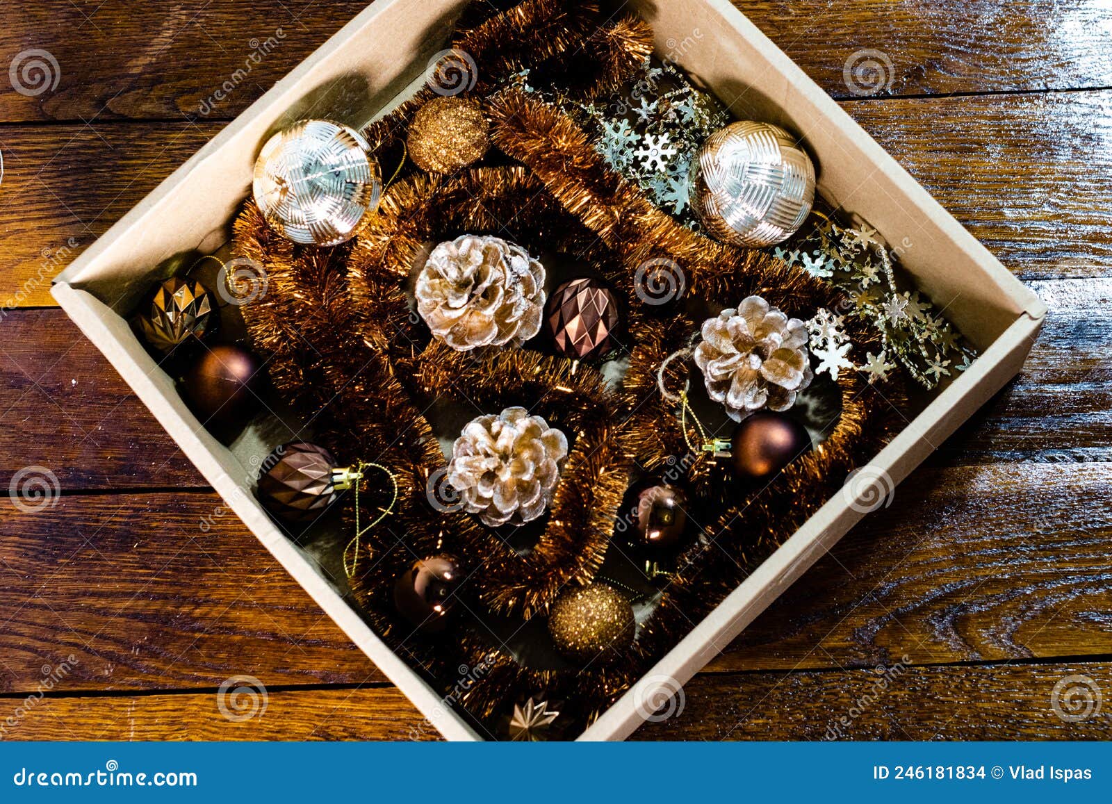 Christmas Decorations in a Box. Christmas Concept Stock Photo - Image ...