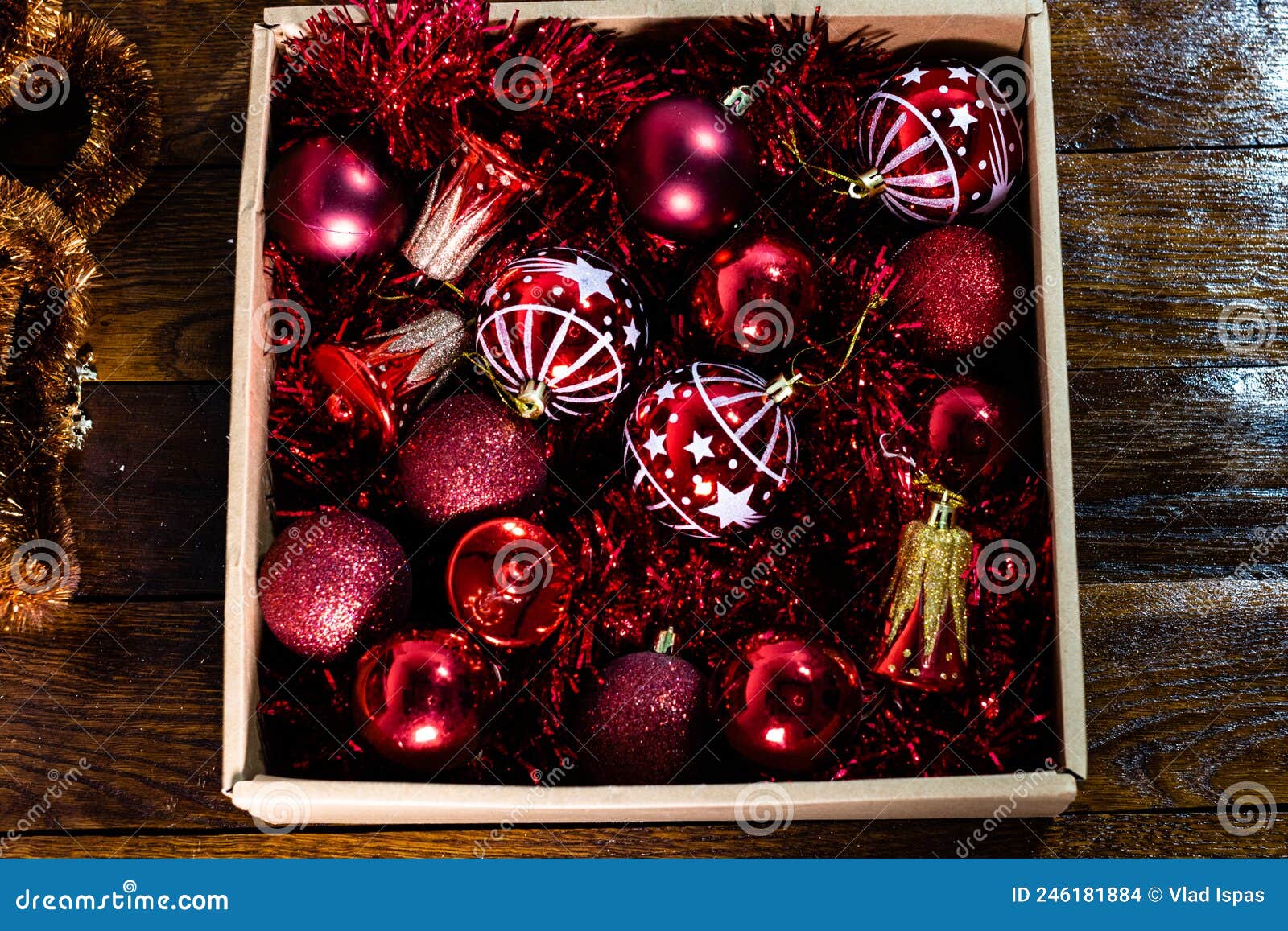 Christmas Decorations in a Box. Christmas Concept Stock Photo - Image ...