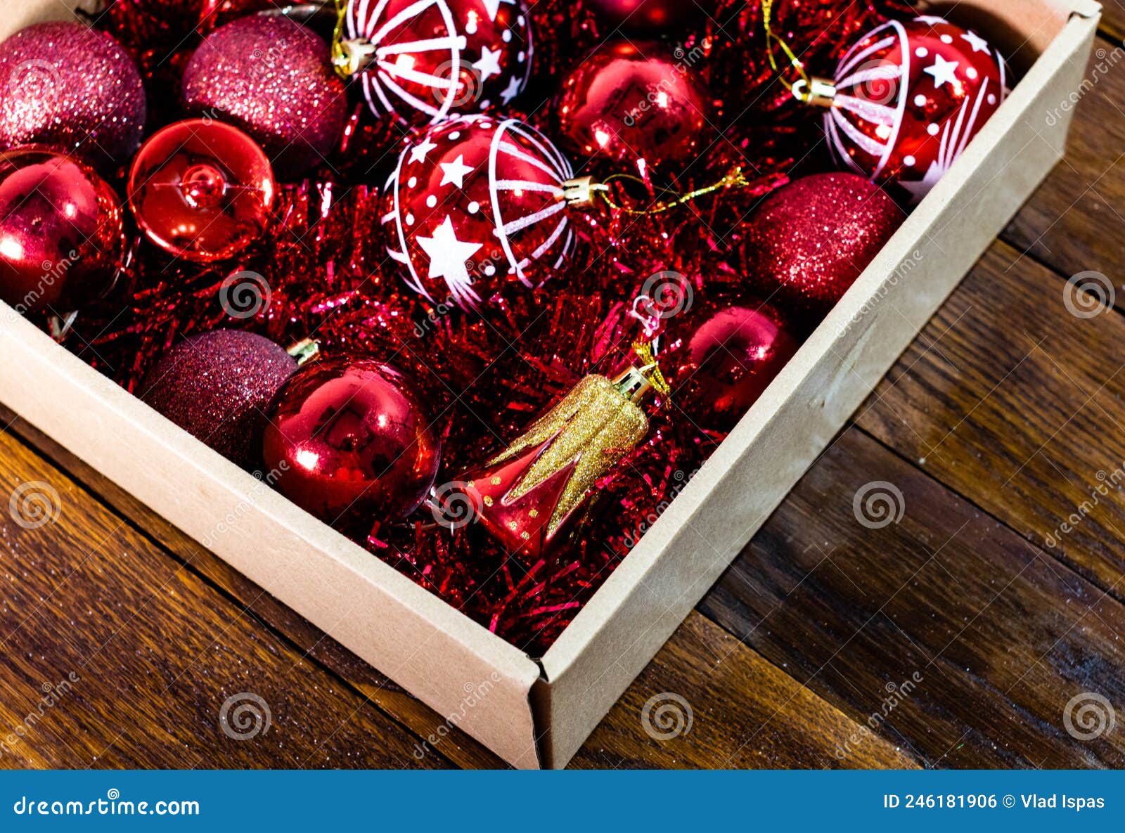 Christmas Decorations in a Box. Christmas Concept Stock Photo - Image ...