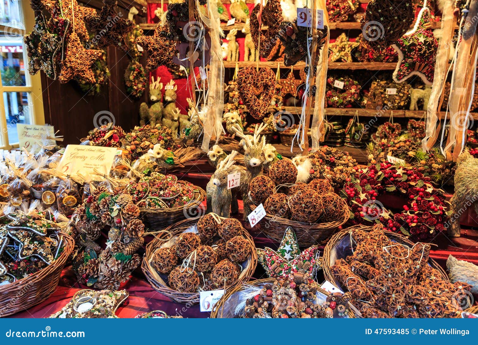 Christmas Decorations at a Christmas Market Stock Image - Image of ...