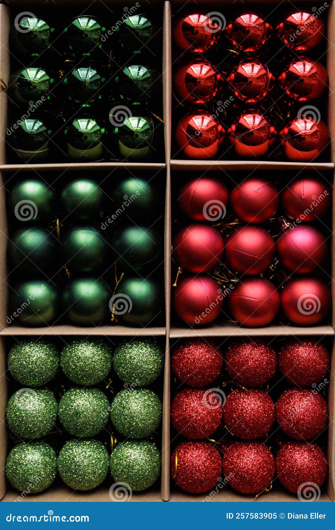 Christmas Decorations - Close Up of Colorful Christmas Baubles in Boxes ...