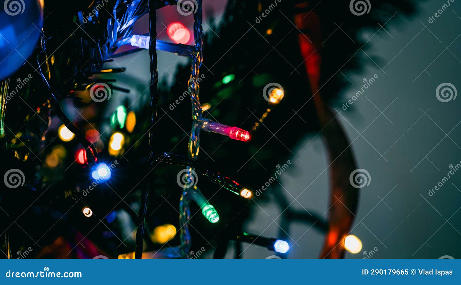 Christmas Decorations. Colorful Christmas Lights Background Stock Image ...
