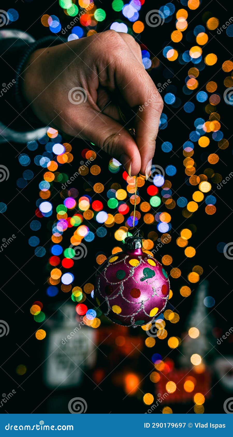 Christmas Decorations. Colorful Christmas Lights Background Stock Image ...