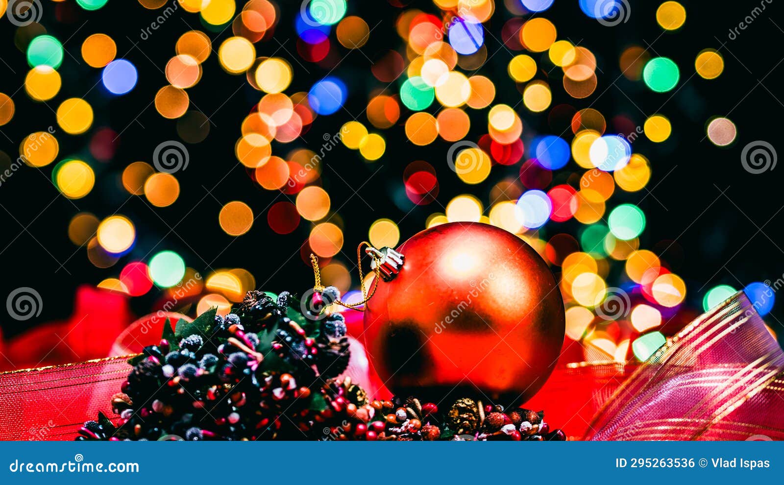 Christmas Decorations. Colorful Christmas Lights Background Stock Photo ...