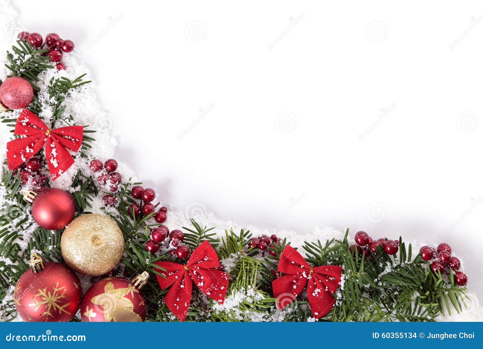 Christmas Decorations Corner Border Frame with White Copy Space Stock ...