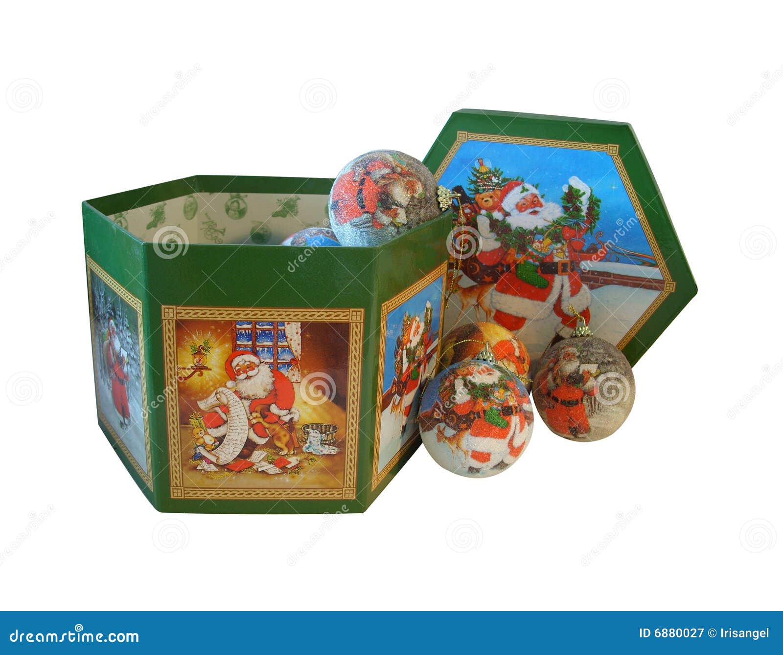 Christmas Decorations in Decorated Box Stock Illustration ...