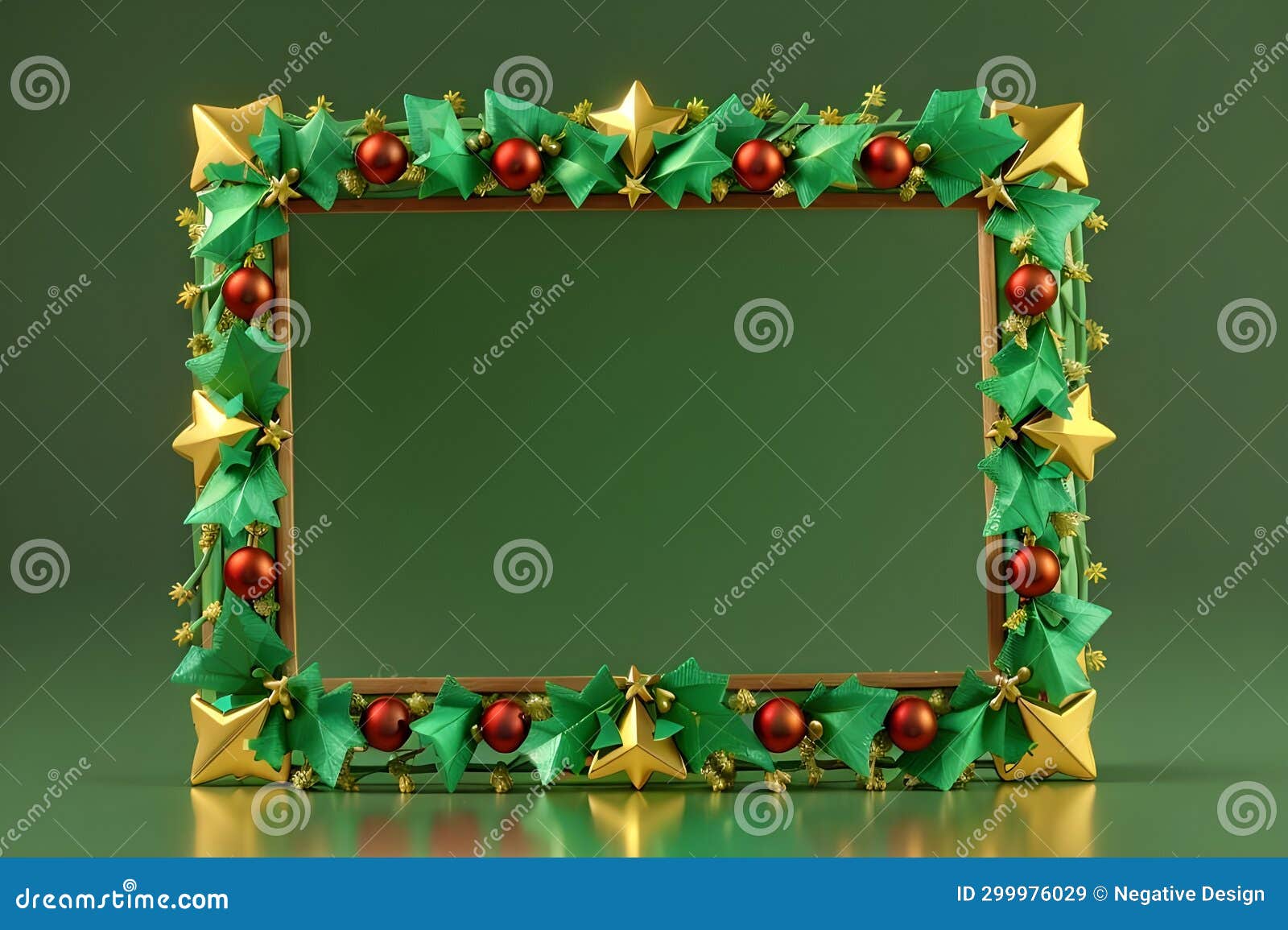 Christmas Decorations with a Frame on a Green Background. Stock ...