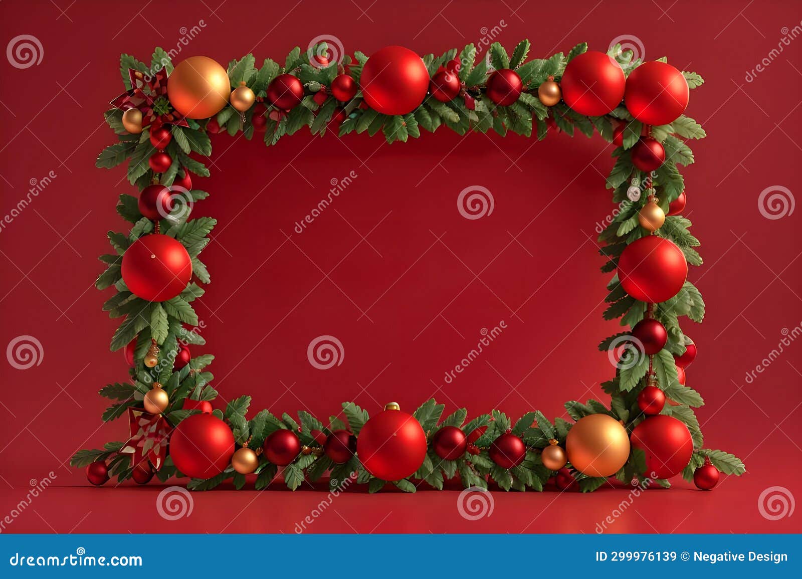 Christmas Decorations with a Frame on a Red Background. Stock ...