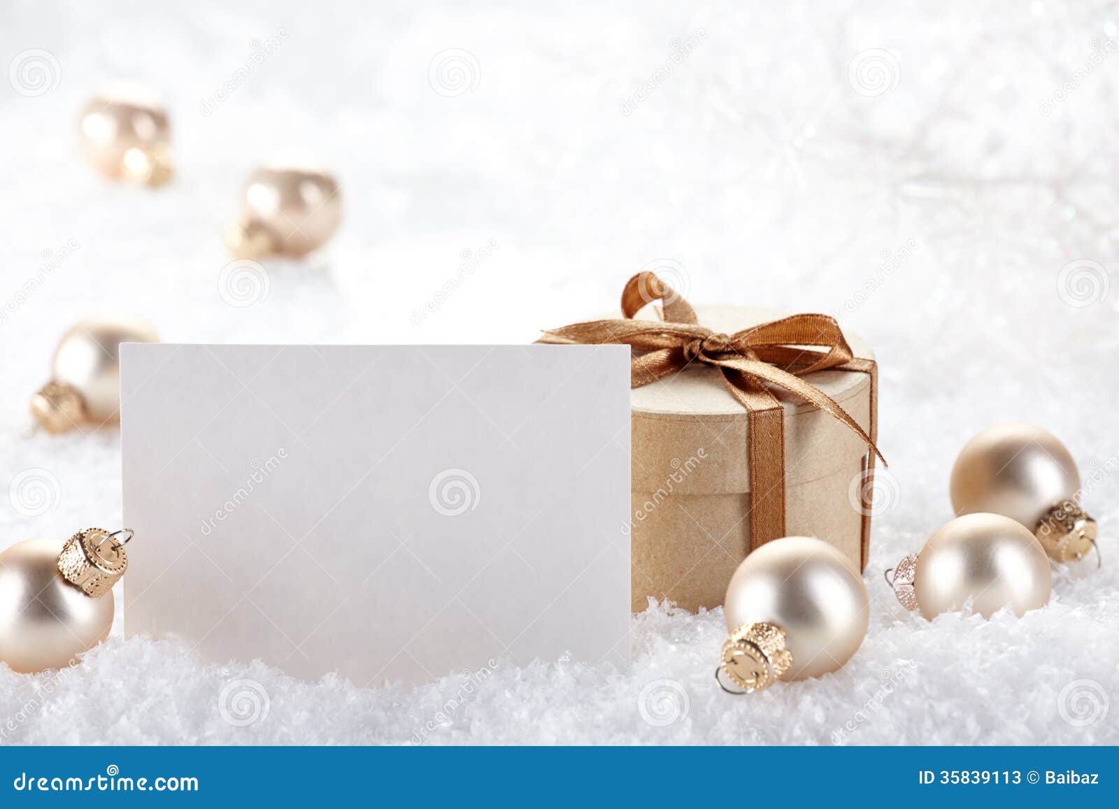 Christmas Decorations and Gift with Blank Card Stock Image - Image of ...