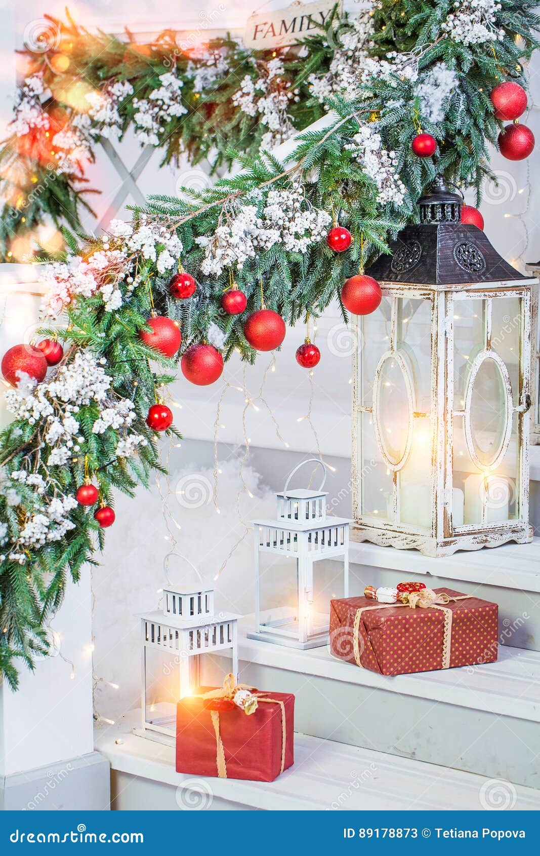 Christmas Decorations with Lanterns Editorial Stock Photo - Image of ...