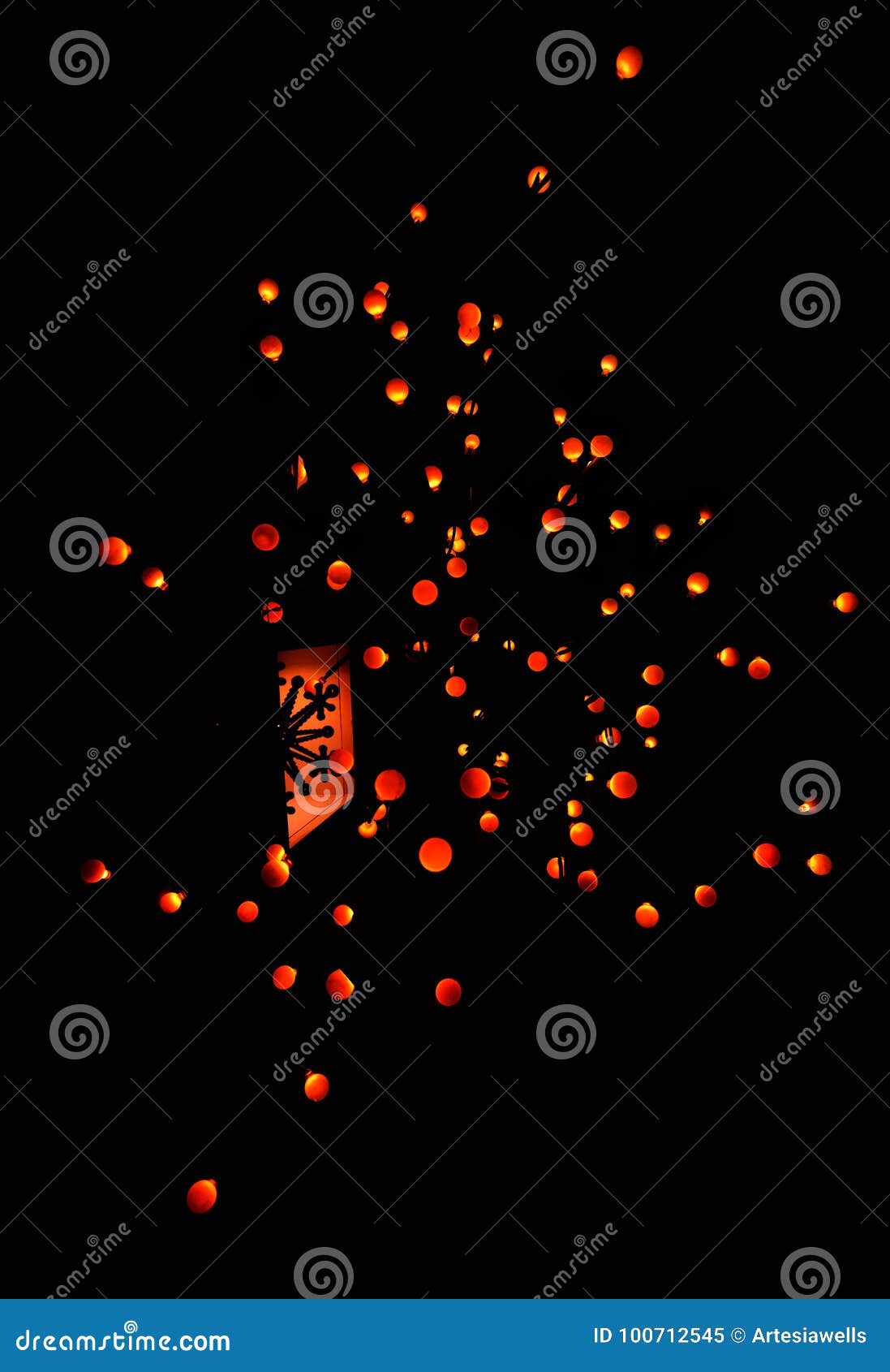 Christmas Decorations Light Strings and Baubles Stock Image - Image of ...