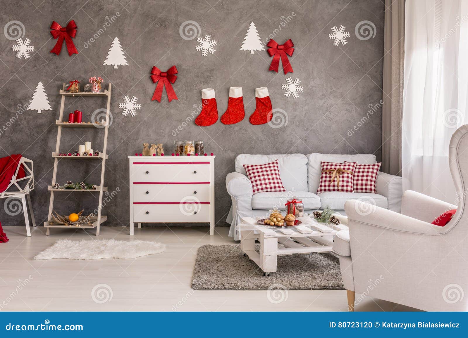 Christmas Decorations in Lounge Stock Photo - Image of horizontal ...