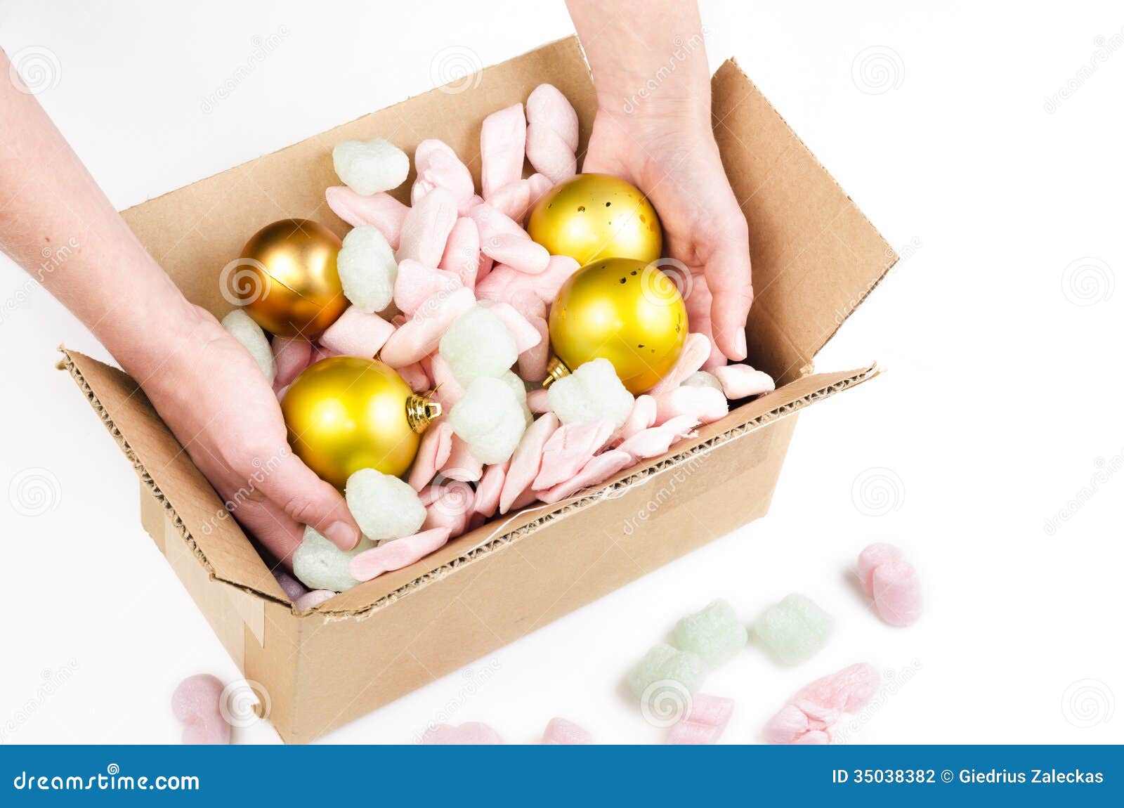 Christmas Decorations Parcel Stock Photo - Image of hands, decorative ...