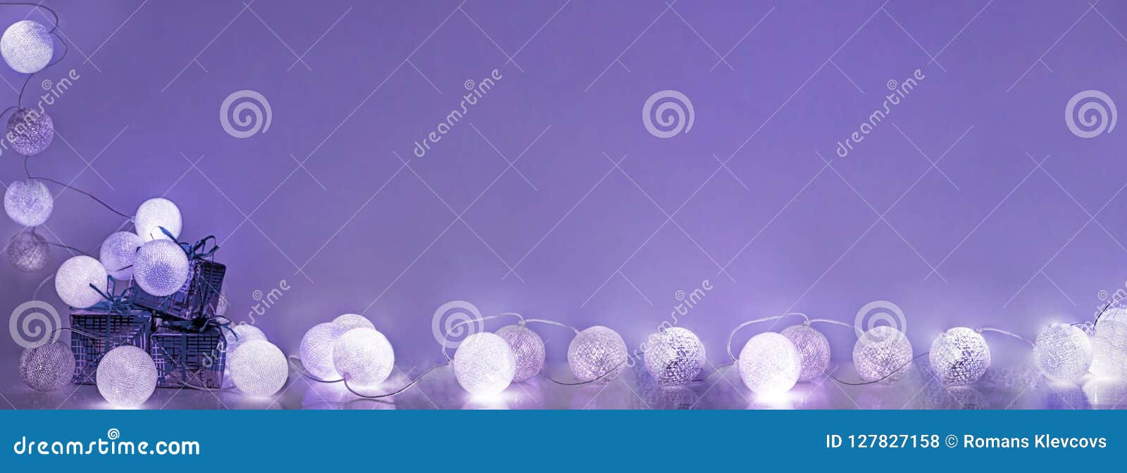 Christmas Decorations. Round Electric Christmas Lights. Horizontal ...