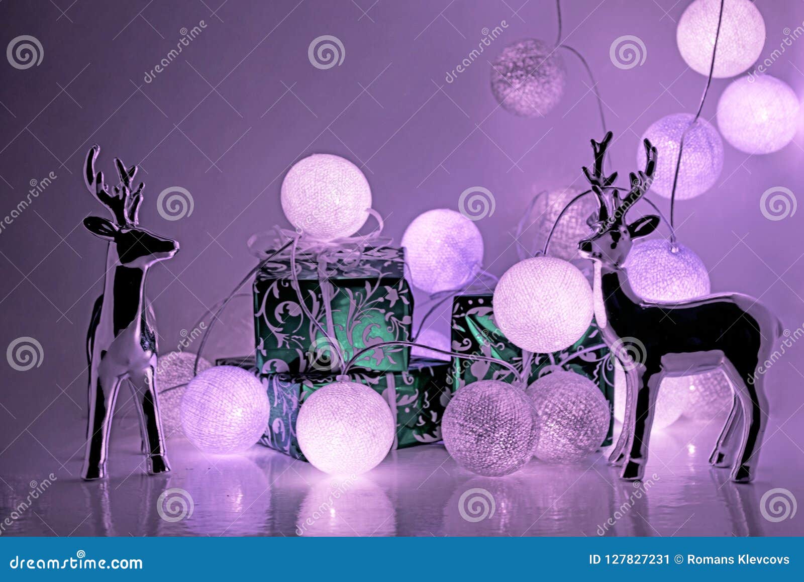 Christmas Decorations. Round Electric Christmas Lights. Horizontal ...