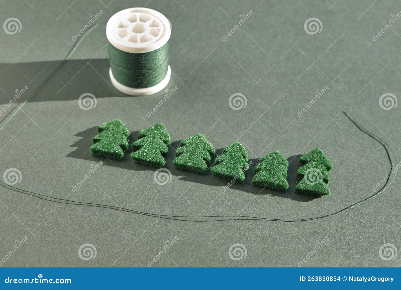 Christmas Decorations Small Green Christmas Trees Made of Felt on a ...