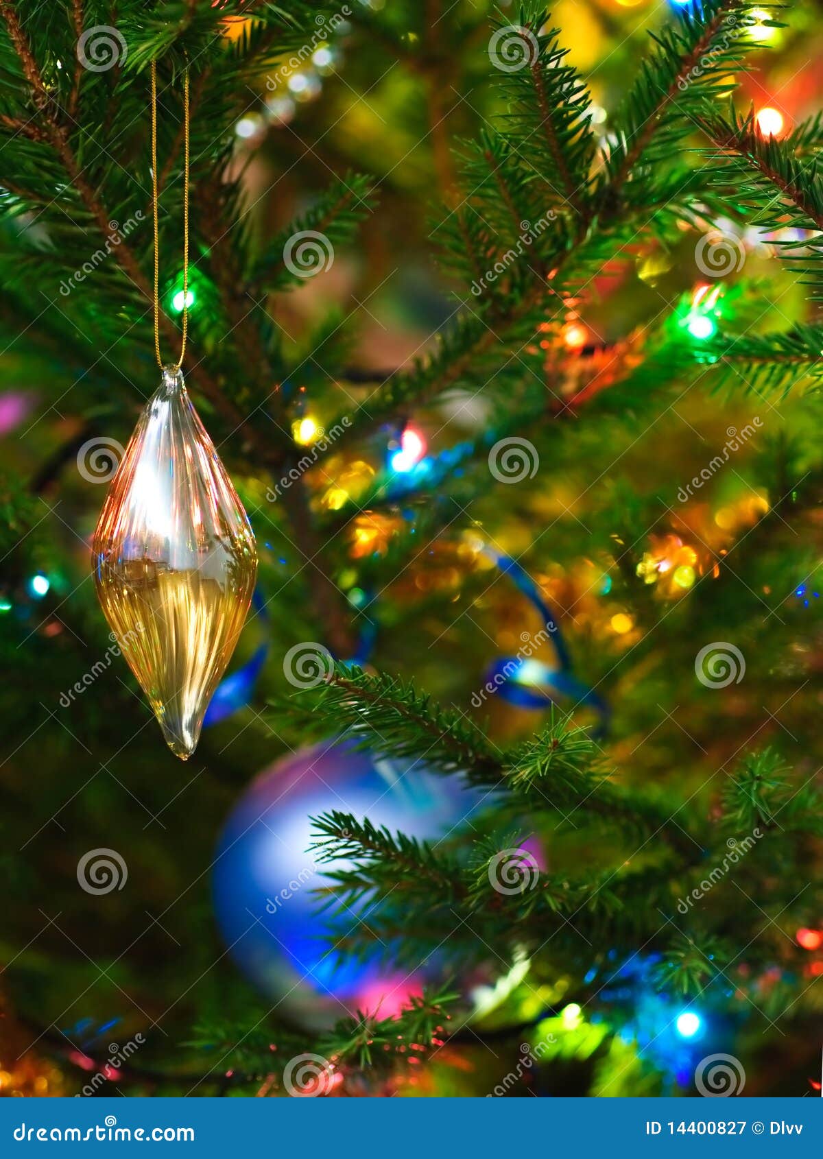 Christmas Decorations on a Spruce Stock Image - Image of branch ...