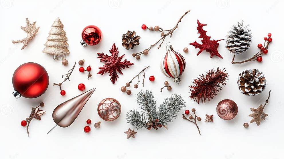 Christmas Decorations on a White Background for a Simple Visual. Stock ...