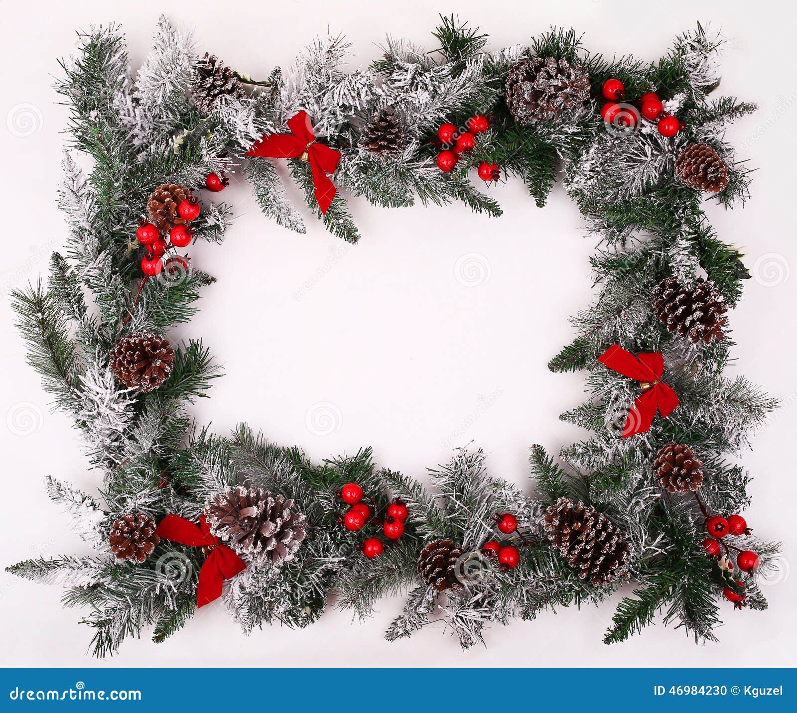 Christmas Decorative Border with Pine Cones and Holly Berries Stock ...