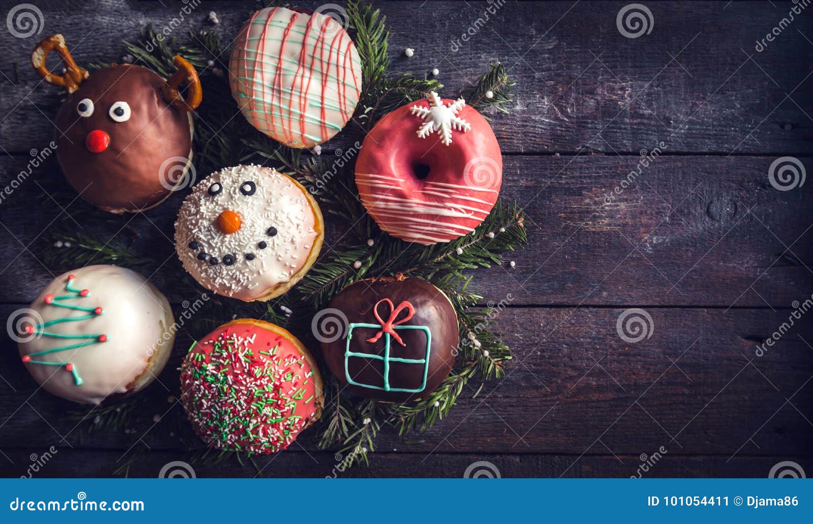 Christmas Decorative Donuts Stock Image - Image of candy, donuts: 101054411