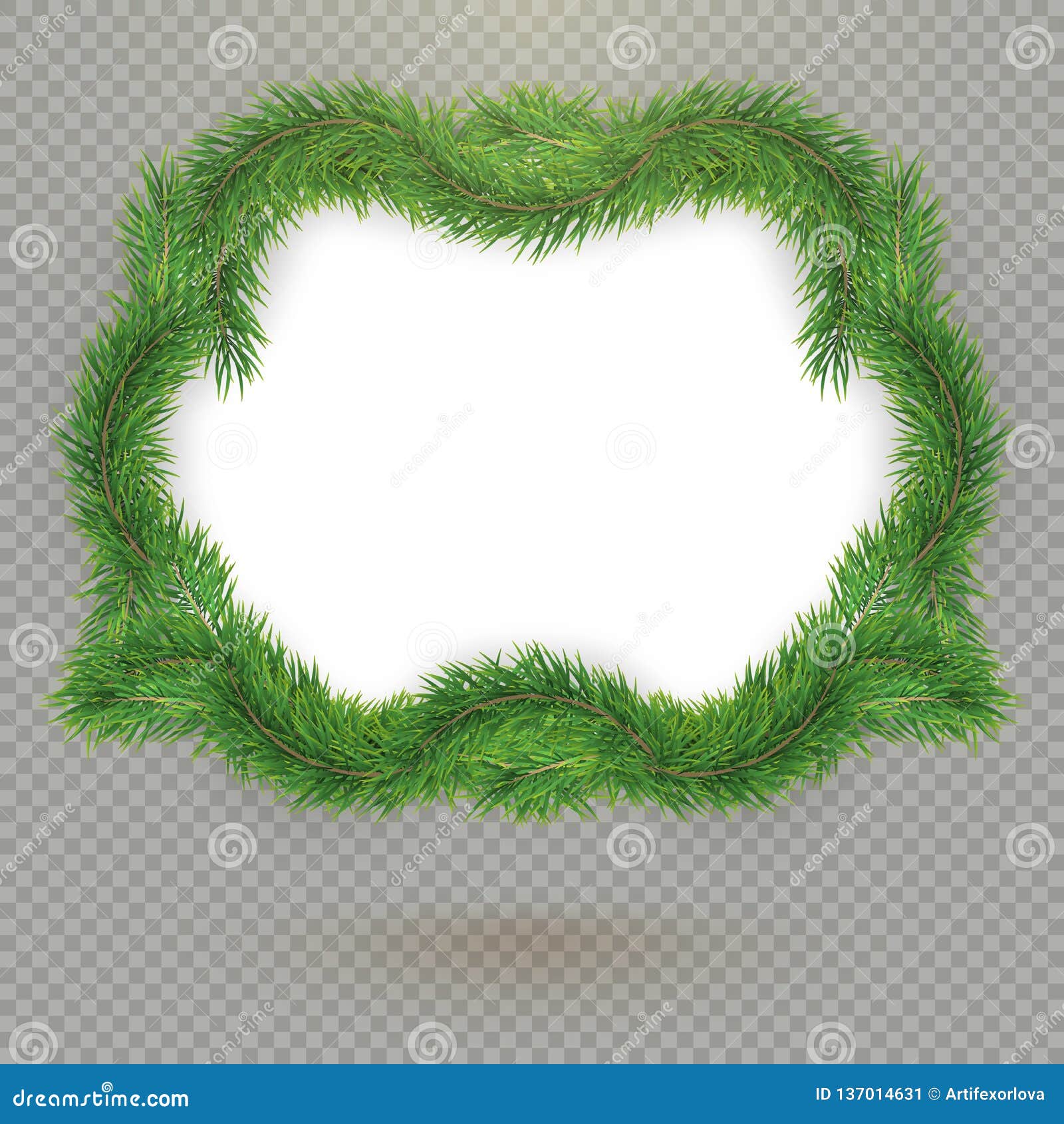Christmas Decorative Fir Tree Frame with Copy Space and Shadow. EPS 10 ...