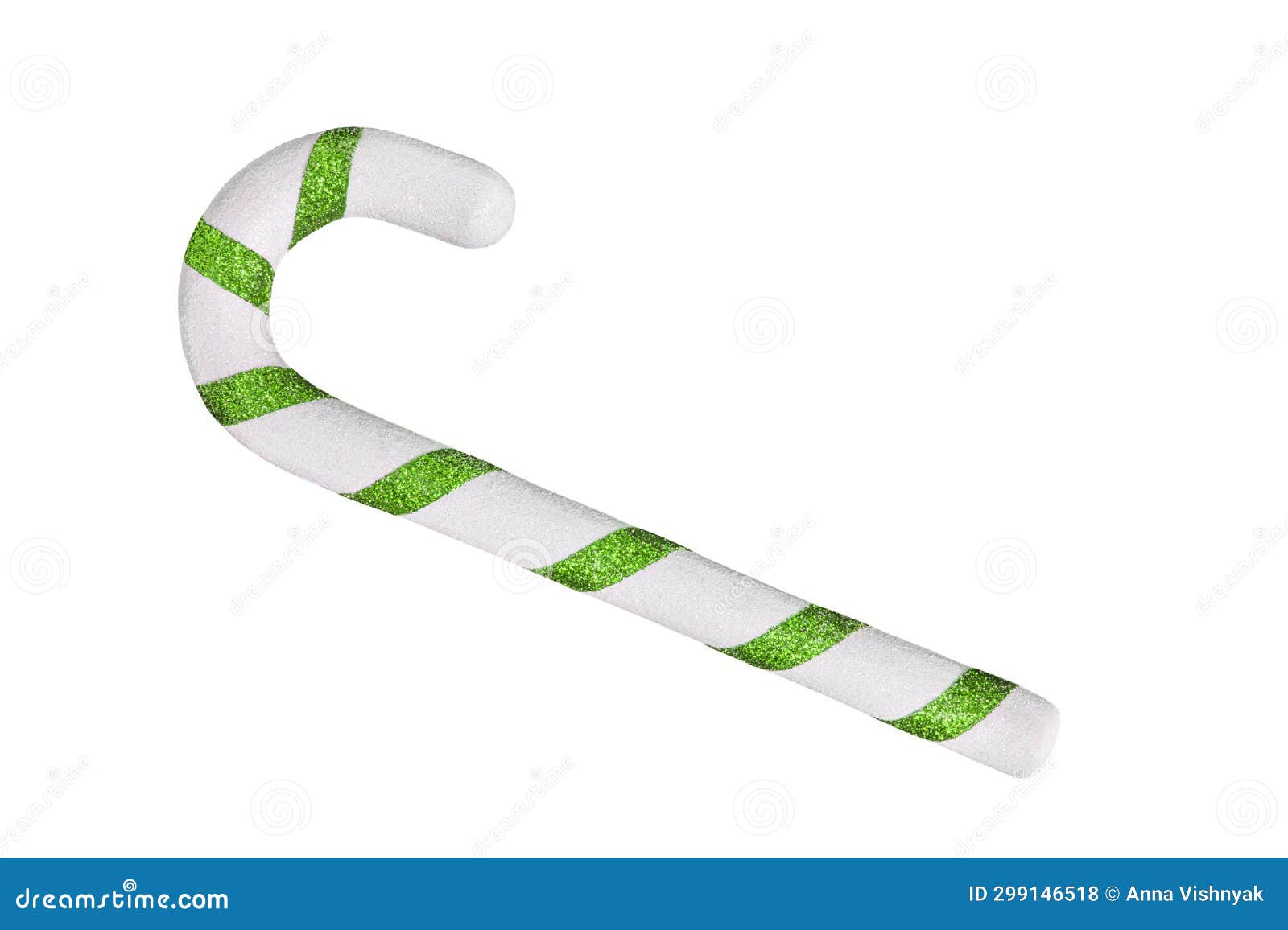 Christmas Decorative Green Candy Cane Isolated on White Stock Photo ...