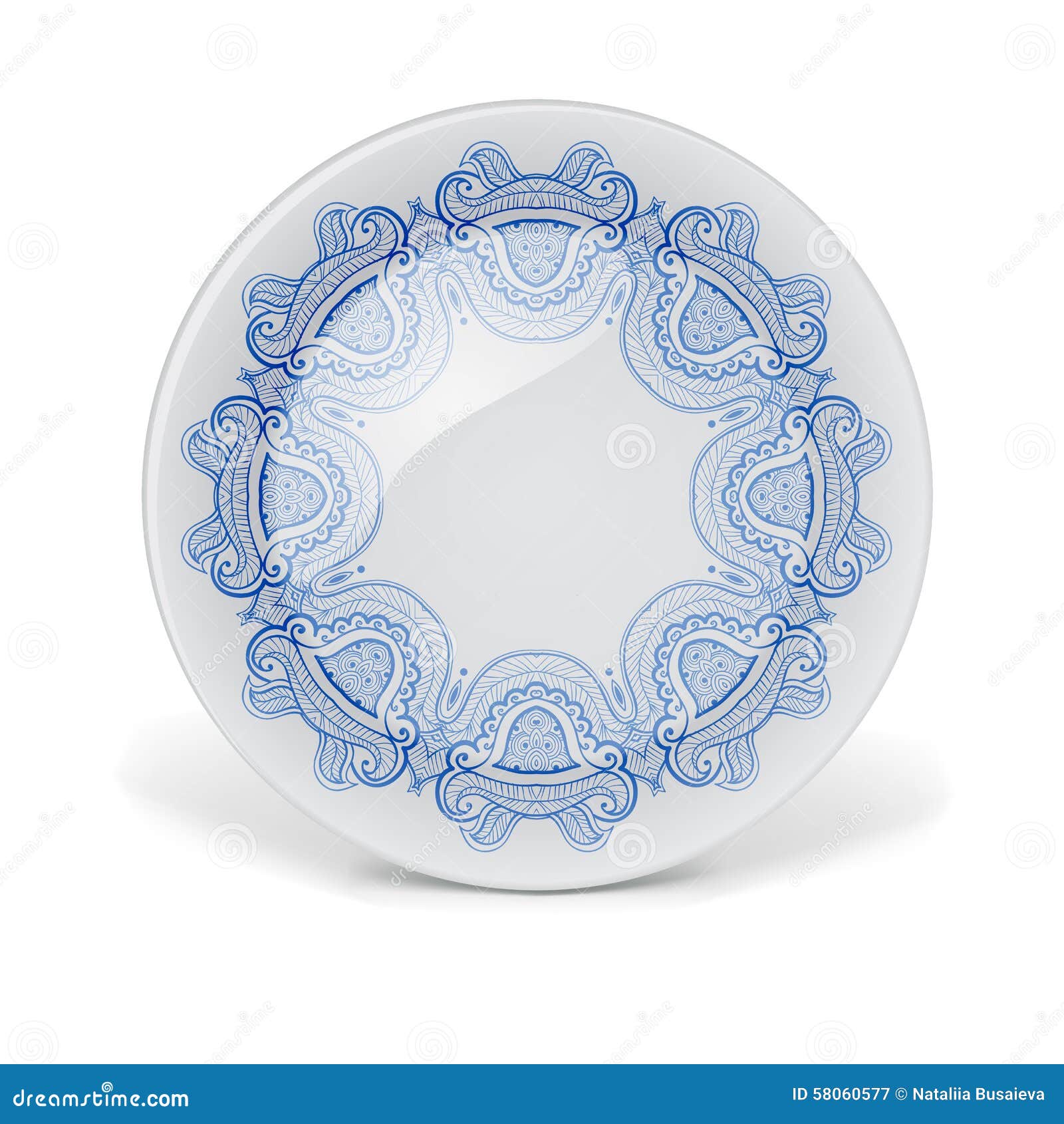 Christmas Decorative Plate with Round Lace Pattern Stock Vector ...