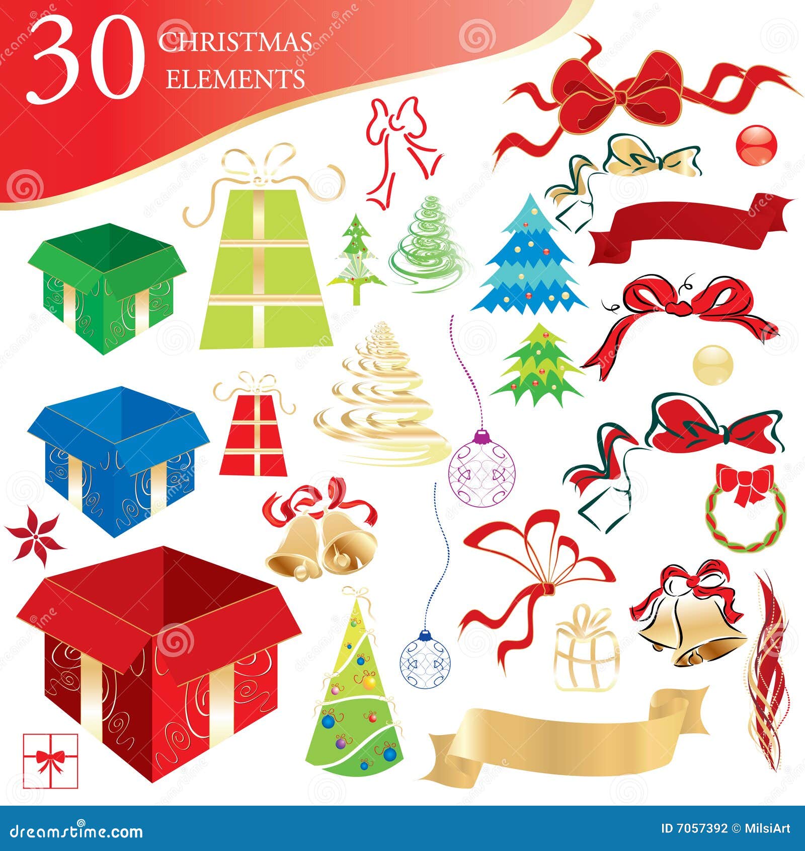 Christmas design elements stock vector. Illustration of tree - 7057392