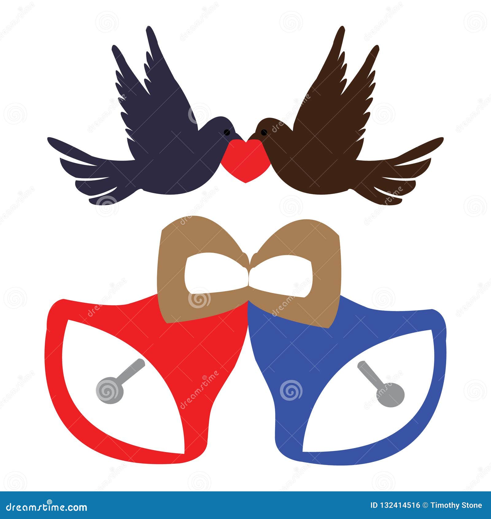 Christmas Design Elements Including Doves and Bells Stock Vector ...