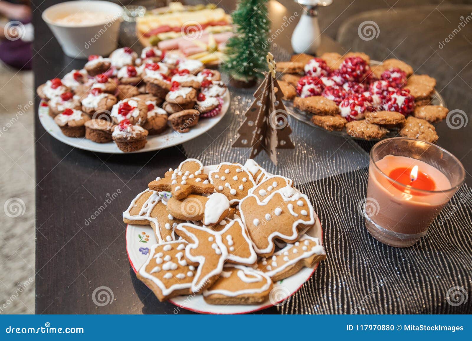 Christmas Dessert Serving on Table Stock Photo - Image of christmas ...