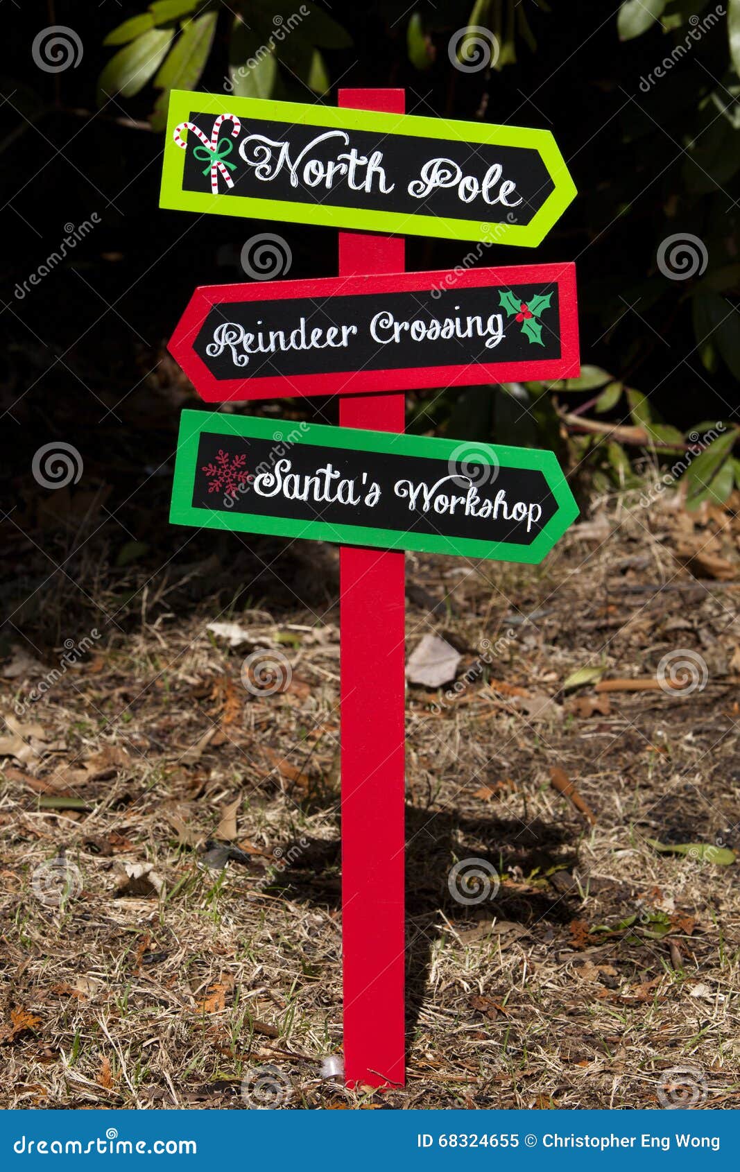 Christmas Directional Sign stock image. Image of claus - 68324655