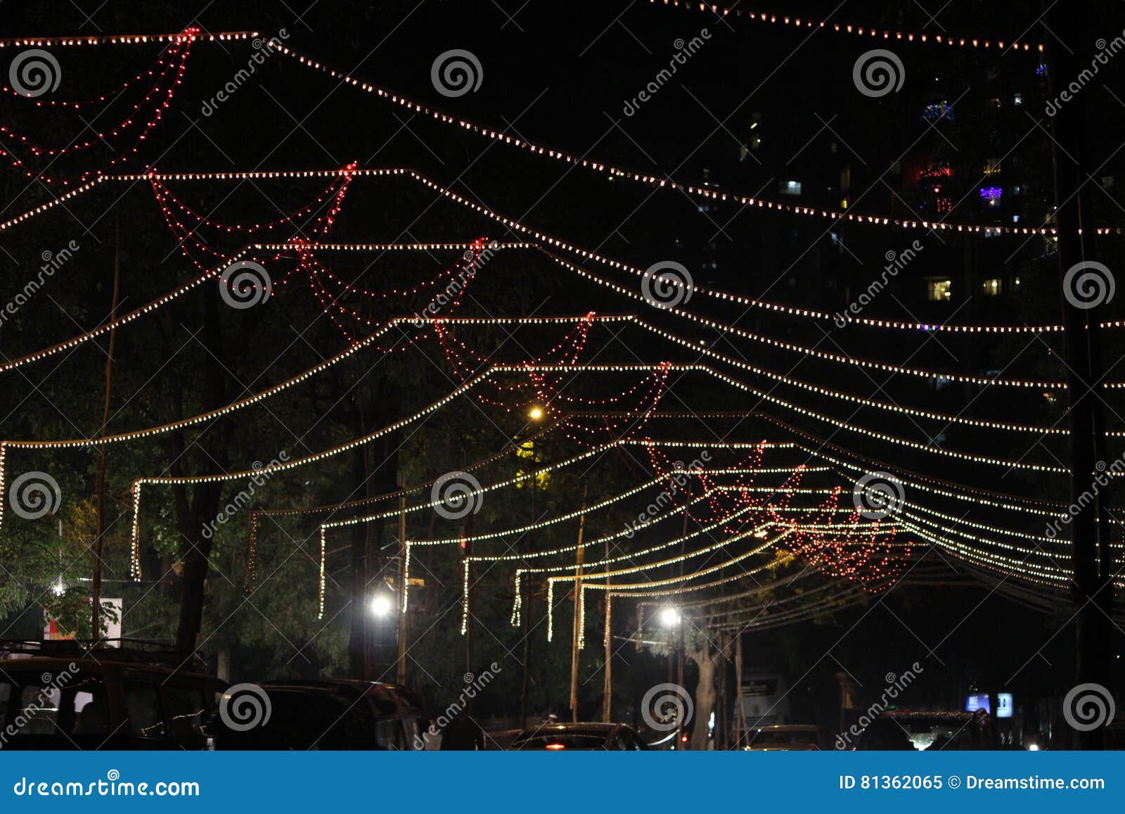 Christmas or Diwali Tree Lighting Ceremony Stock Image - Image of night ...