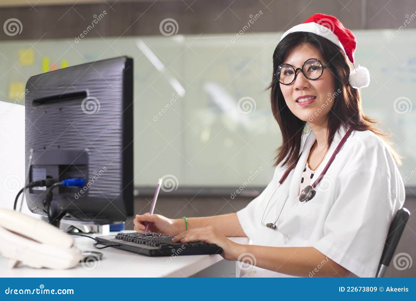 Christmas doctor stock image. Image of face, pretty, claus - 22673809
