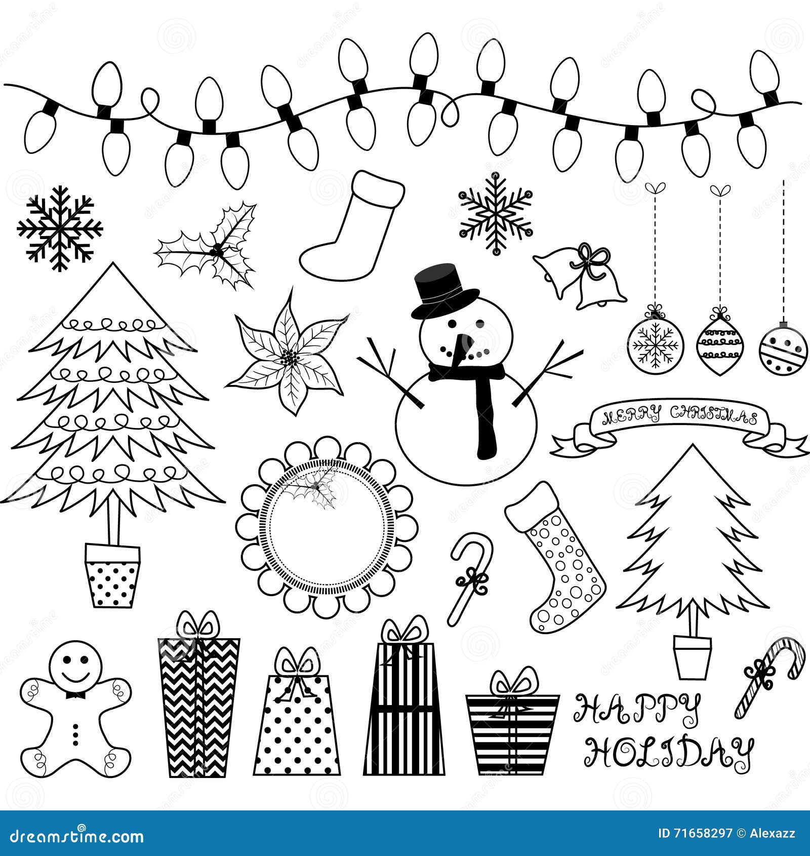 Christmas Doodles Set. Handwritten Vector Lettering | CartoonDealer.com ...