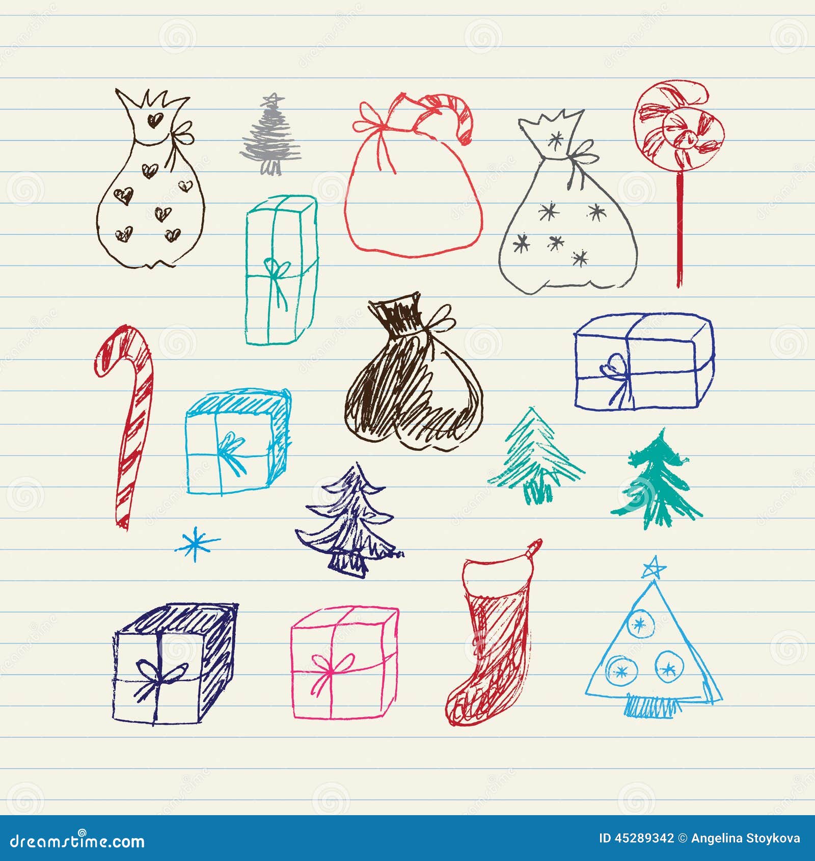 Christmas Doodles Set. Handwritten Vector Lettering | CartoonDealer.com ...