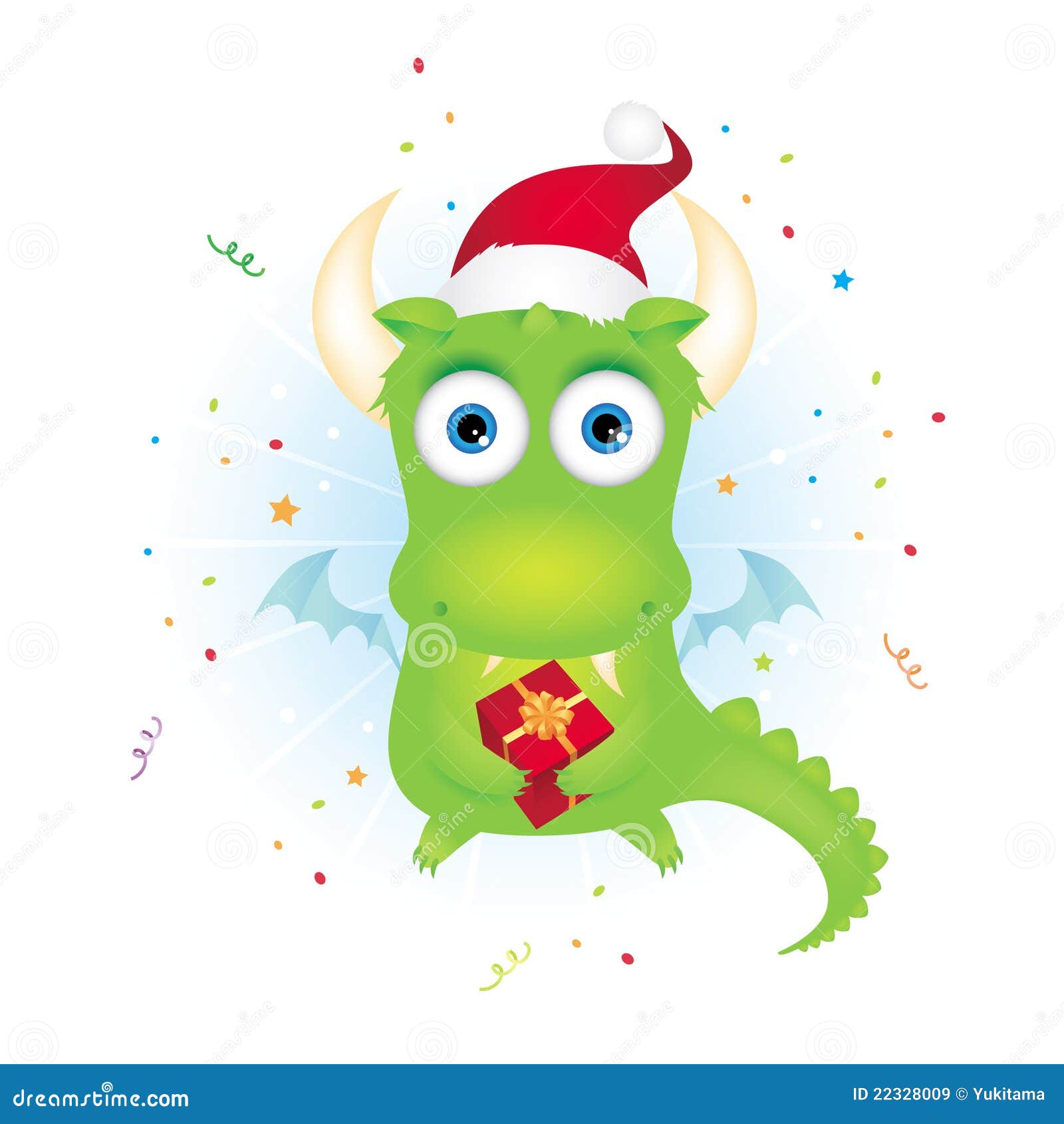 Christmas Dragon with a Gift Stock Vector - Illustration of fantasy ...