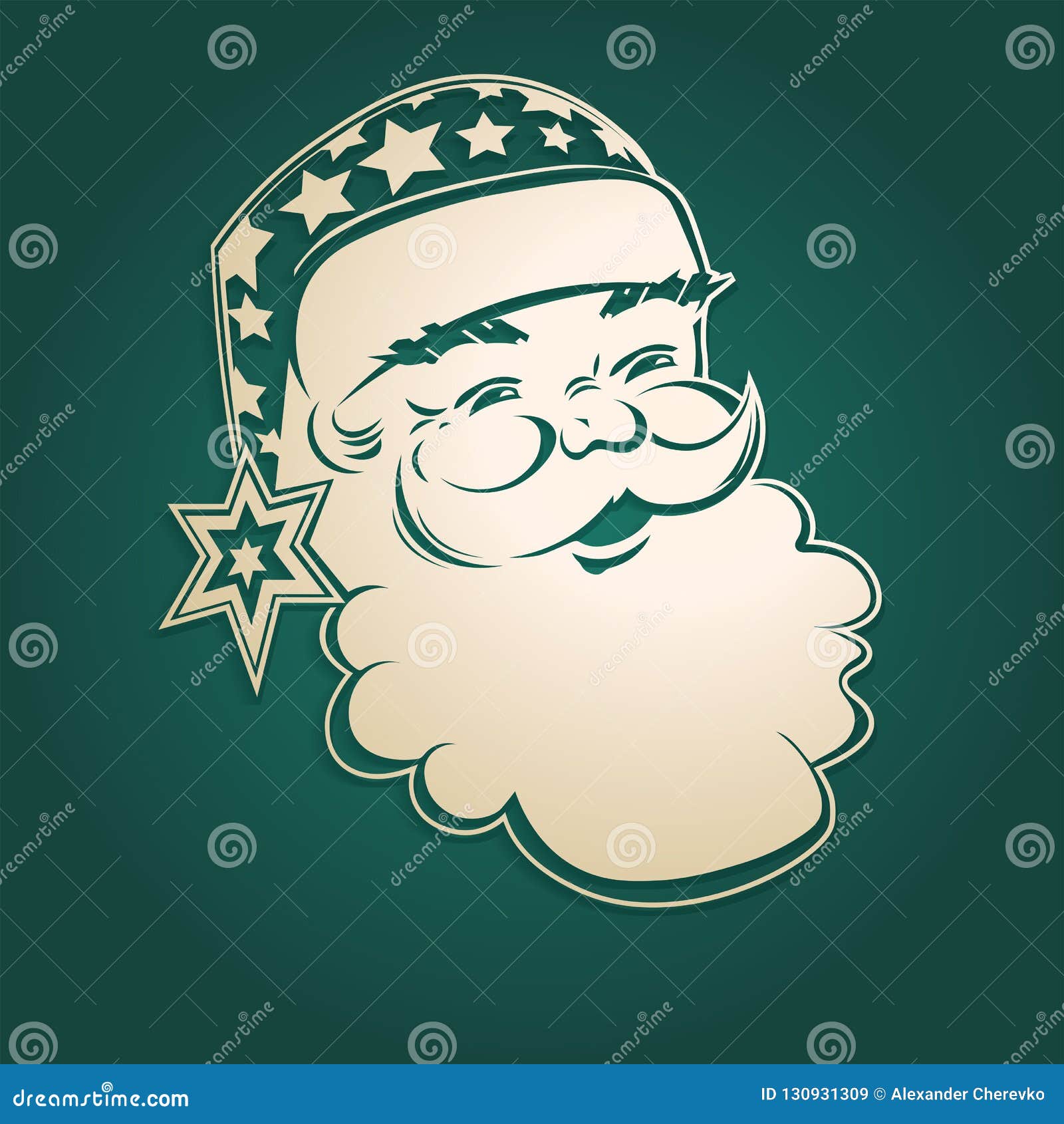 Christmas Drawing of a Smiling Santa Claus Silhouette, Stock Vector ...
