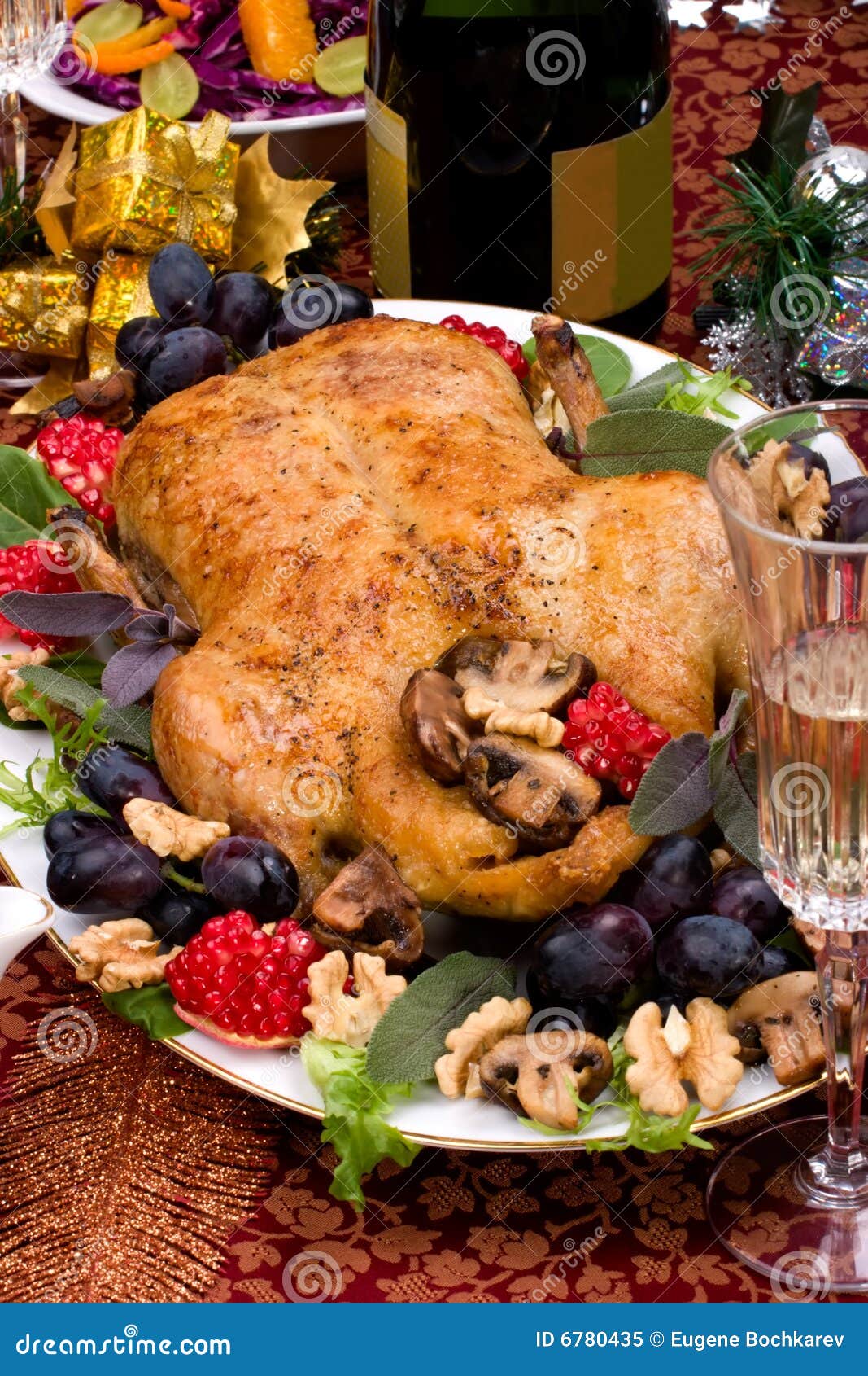 Christmas Duck on Holiday Table Stock Image - Image of delicious ...