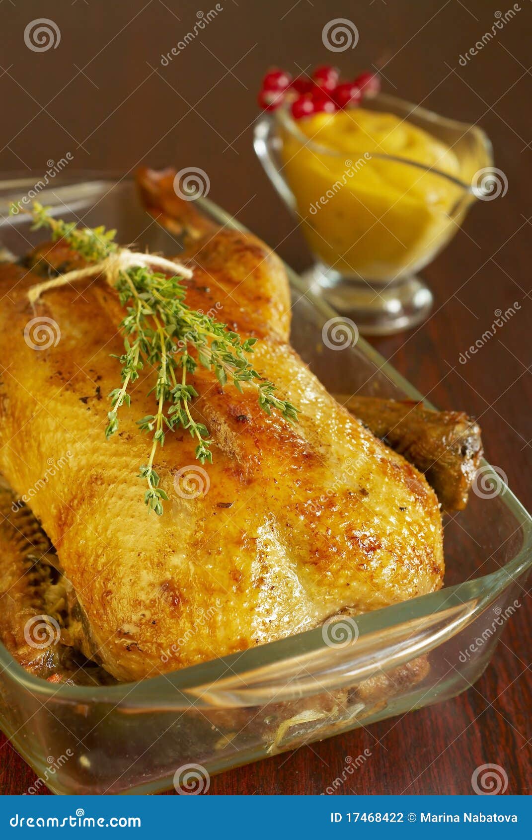 Christmas Duck with Orange and Herbs Stock Photo - Image of golden ...