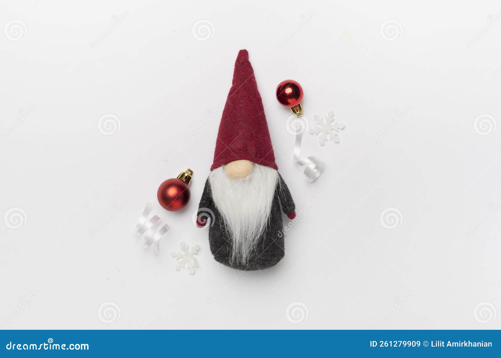 Christmas Dwarf on White Background, Top View Stock Image - Image of ...