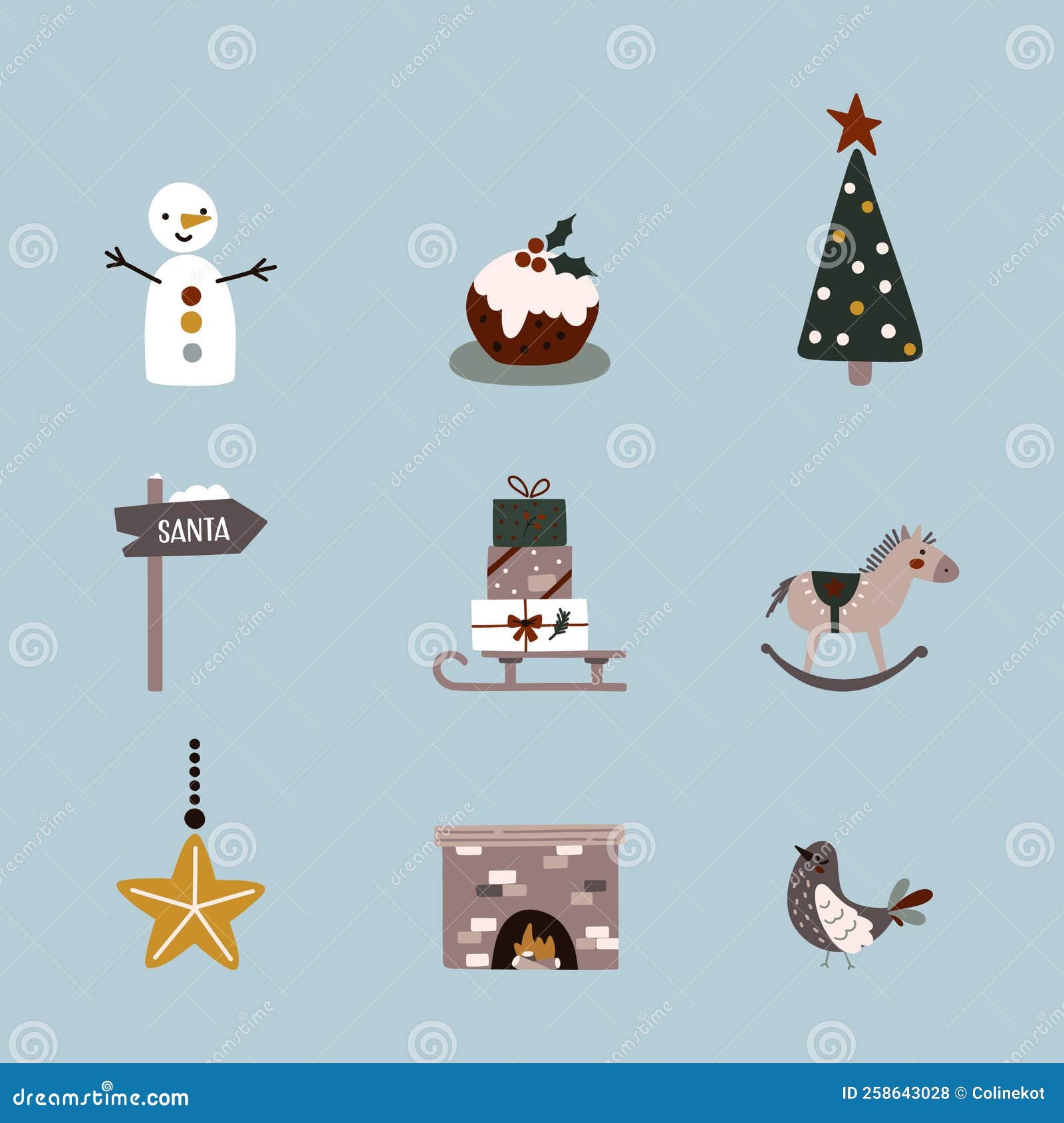 Christmas elements set 01 stock vector. Illustration of star - 258643028