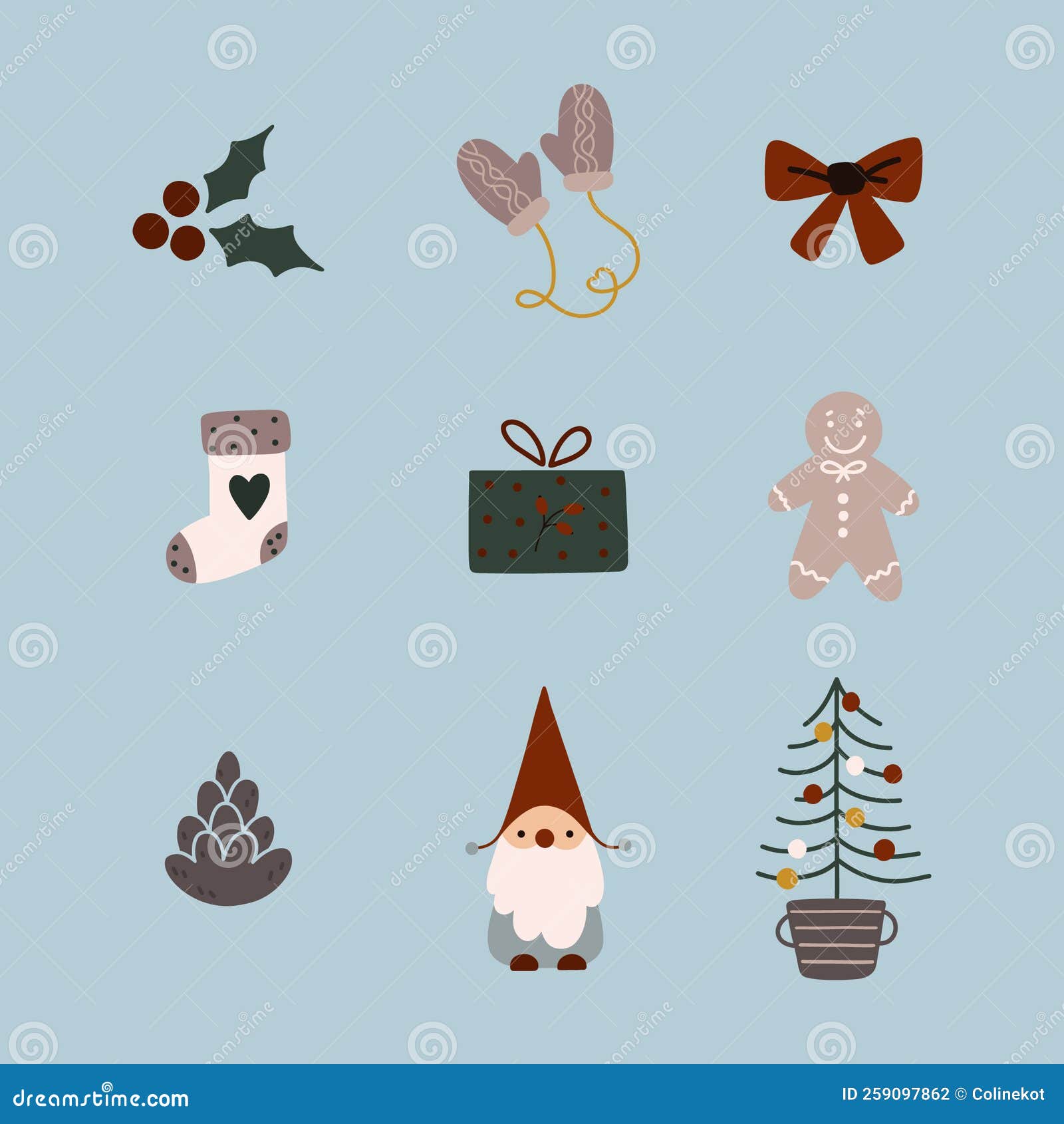 Christmas elements set stock vector. Illustration of present - 259097862