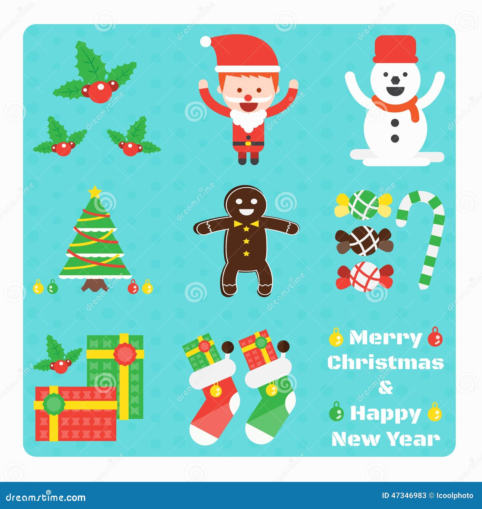 Christmas elements set stock vector. Illustration of flat - 47346983