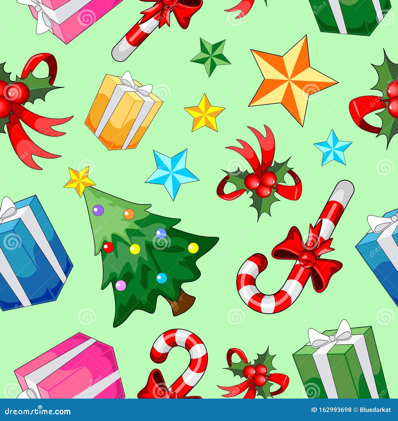 Christmas Elements Vector Seamless Repeat Pattern Background Stock ...