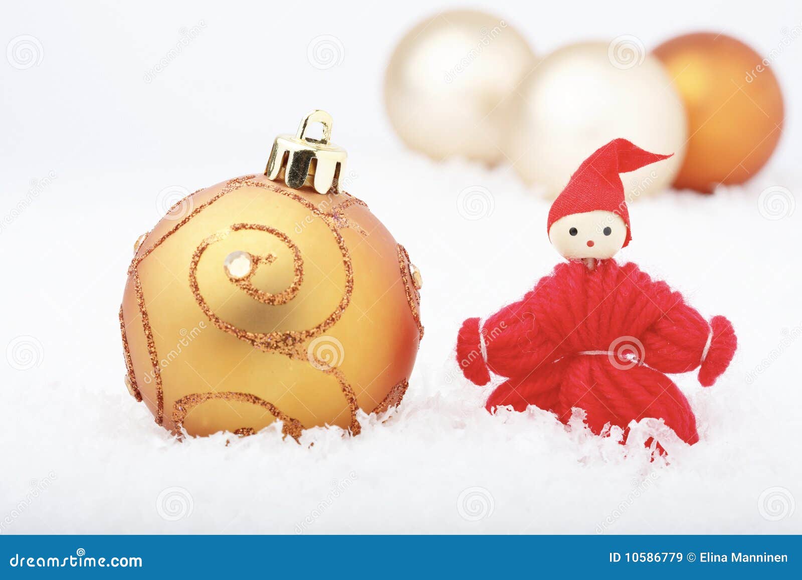 Christmas elf and baubles. stock image. Image of winter - 10586779