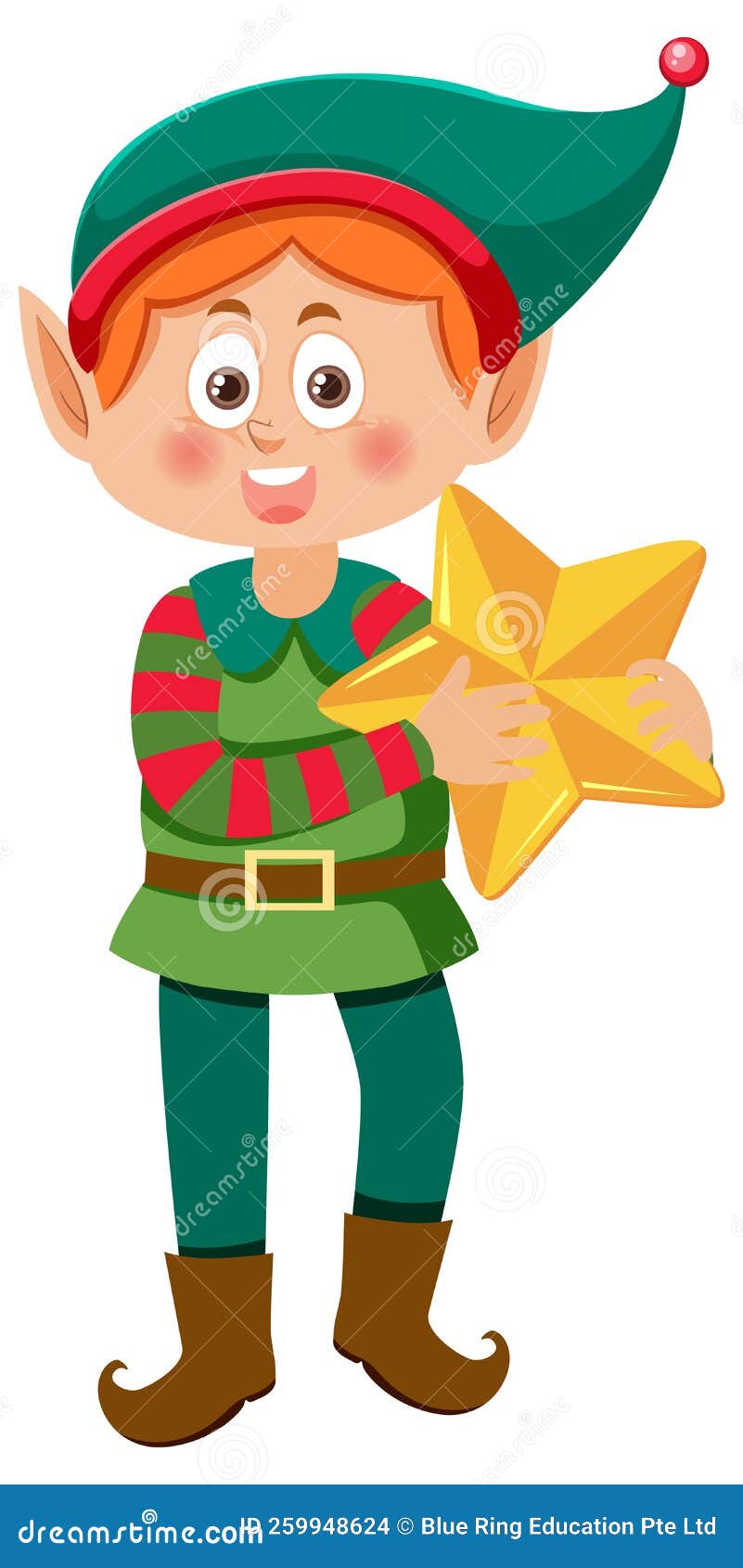 Christmas Elf Boy Cartoon Character Stock Vector - Illustration of ...