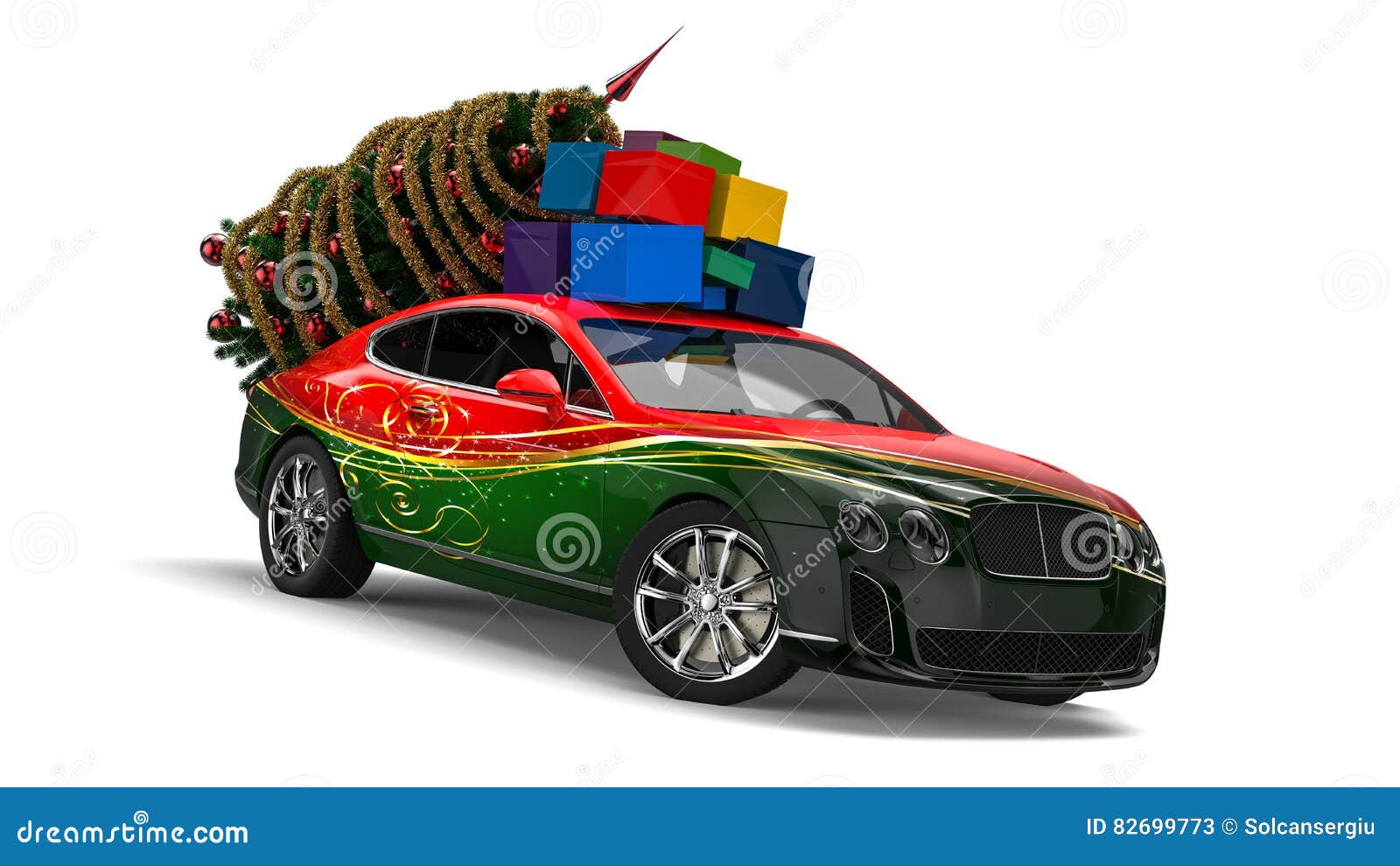 Christmas Elf car stock illustration. Illustration of globes - 82699773