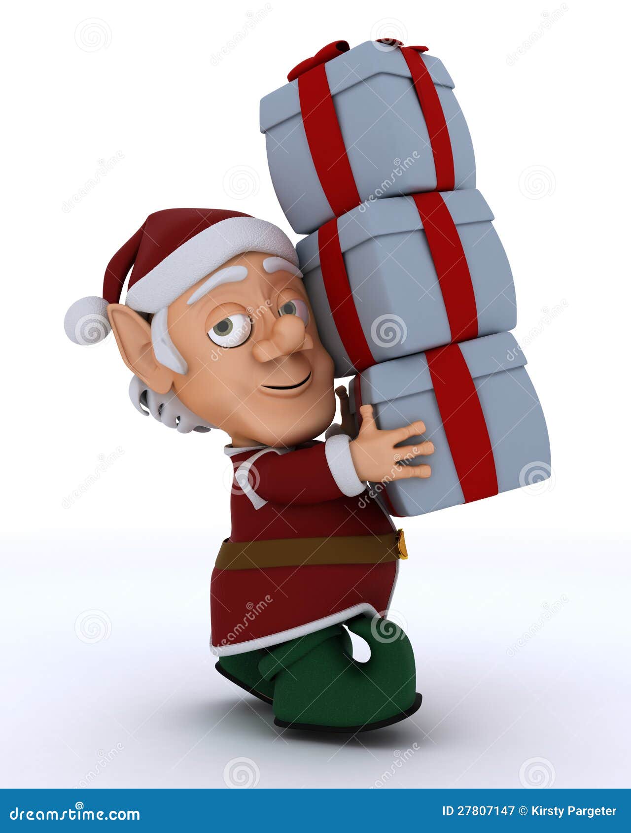 Christmas Elf Carrying Gifts Stock Illustration - Illustration of happy ...